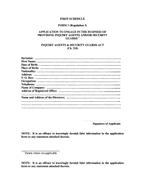 Fillable Online forms bahamas gov FIRST SCHEDULE FORM 1 Regulation 3 ...