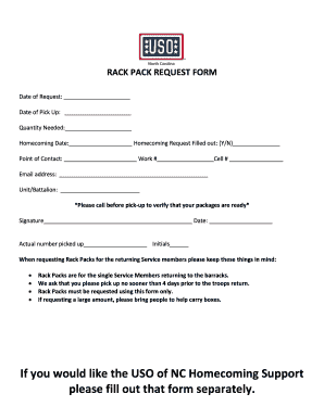 Fillable Online RACK PACK REQUEST FORM - bUSOb bNCb Fax Email Print - pdfFiller