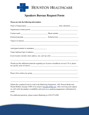 Fillable Online Speakers Bureau Request Form - hhcorg Fax Email Print ...