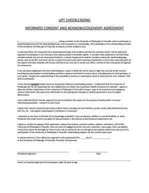 Fillable Online upt pitt UPT CHEERLEADING INFORMED CONSENT AND ...