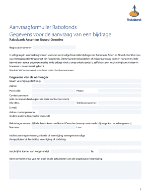 Invulbaar Online Aanvraagformulier Rabofonds Gegevens voor de aanvraag ...