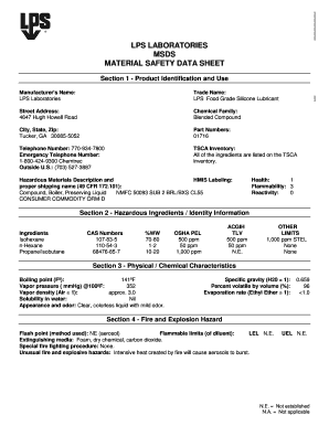 Fillable Online LPS LABORATORIES MSDS MATERIAL SAFETY ... - ReStockIt ...