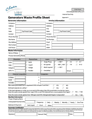 Fillable Online Waste Profile Form Fax Email Print - pdfFiller