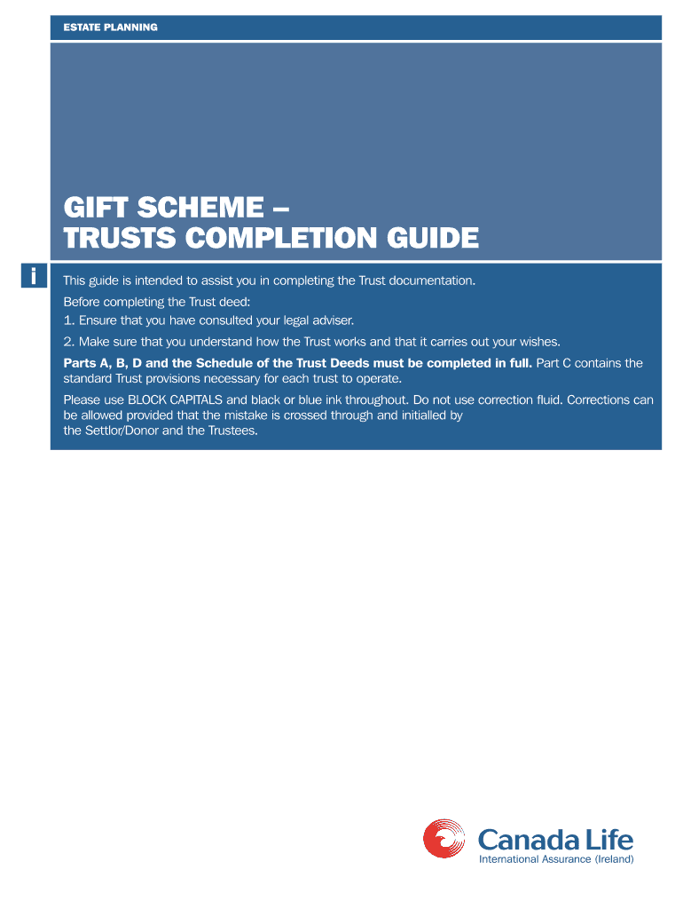 Fillable Online cli-ie-adviser canadalife co GIFT SCHEME TRUSTS ...