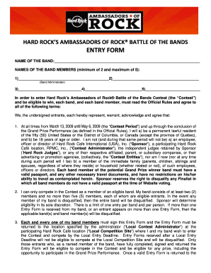 Fillable Online NAME OF THE BAND Fax Email Print - pdfFiller