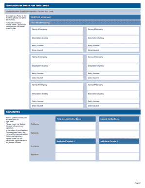 Fillable Online cli-ie-adviser canadalife co Continuation sheet for trust deeds schedule (for ...