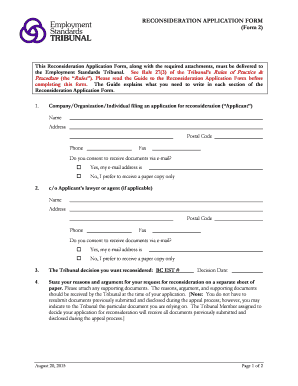 Fillable Online RECONSIDERATION APPLICATION FORM Form 2 Fax Email Print - pdfFiller