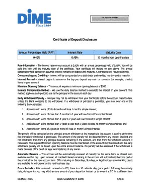 Fillable Online Certificate of Deposit Disclosure Fax Email Print ...