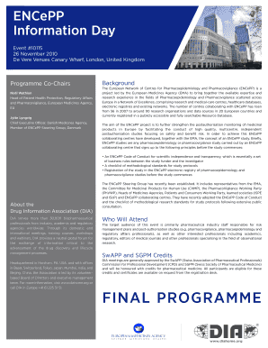 Fillable Online encepp ENCePP Information Day - encepp Fax Email Print ...
