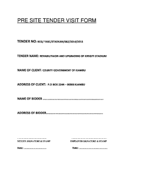 Fillable Online kiambu go PRE SITE TENDER VISIT FORM - kiambugoke ...