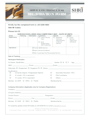 Fillable Online shri org SERVICE EXCELLENCE WSQ REGISTRATION FORM ...