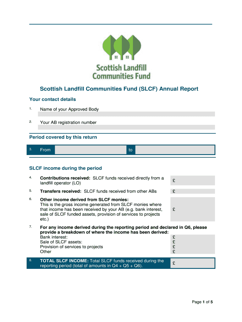 Fillable Online revenue Scottish Landfill Communities Fund (SLCF ...