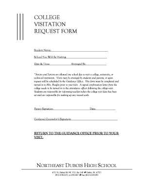 Fillable Online nedubois k12 in COLLEGE VISITATION REQUEST FORM ...