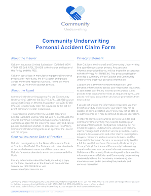 Fillable Online Community Underwriting Personal Accident Claim Form Fax ...