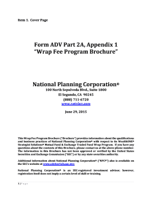 Fillable Online NPCs Form ADV Part 2A Appendix 1 Wrap Fee Program Fax ...