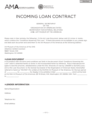 Fillable Online museum oas INCOMING LOAN CONTRACT - Art Museum of the ...