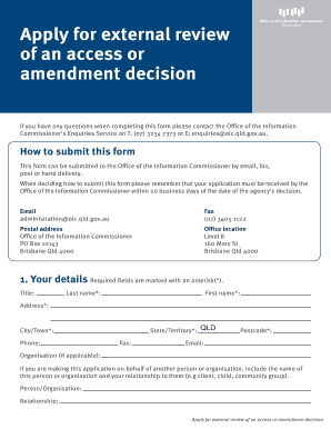 Fillable Online oic qld gov Apply for external review form ...