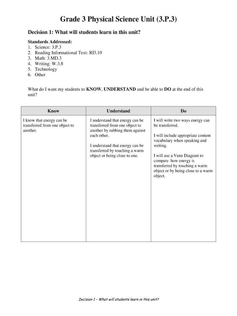 Fillable Online wheretomorrowbegins Grade 3 Physical Science Unit (3 ...