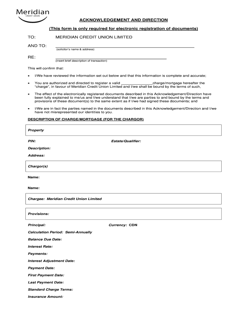 Fillable Online ACKNOWLEDGEMENT AND DIRECTION (This form is only ...