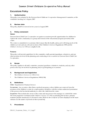 Fillable Online dawsonstreetcc org Excursions Policy Dawson Street ...