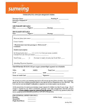 Fillable Online O/B FLIGHT DETAILS I/B FLIGHT DETAILS ... - Sunwing ...