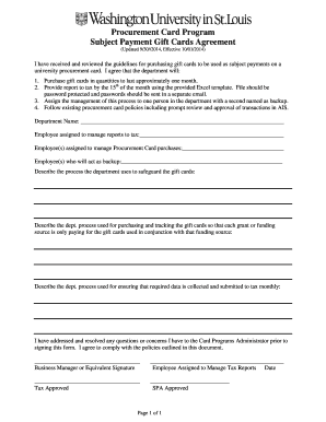 Fillable Online cashandcredit wustl Procurement Card Program Subject ...