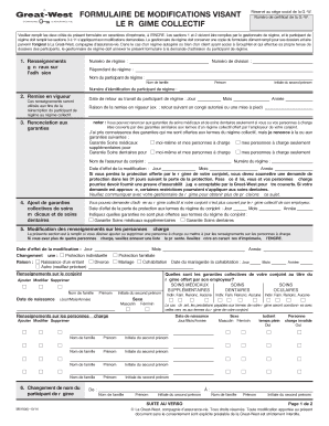 Remplissable En Ligne FORMULAIRE DE MODIFICATIONS VISANT LE R GIME ...