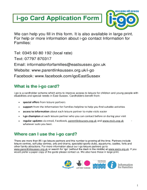 Fillable Online parentlinksussex org igo Card Application Form We can ...