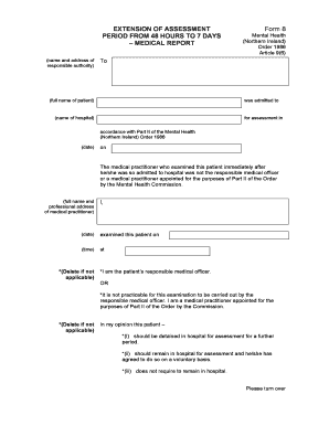 Fillable Online EXTENSION OF ASSESSMENT Form 8 PERIOD FROM 48 HOURS TO ...