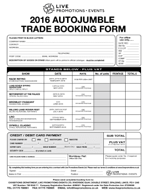 Fillable Online 2016 Autojumble bFormb - Race Retro Fax Email Print ...