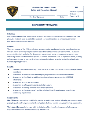 Fillable Online POST INCIDENT REVIEW PIR - Galena Fire Department Fax ...