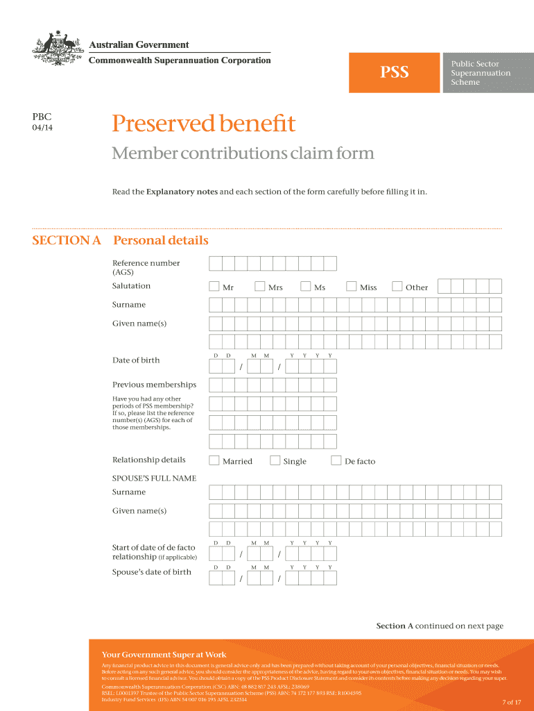 Fillable Online pss gov Preserved bbenefitb - Member ...