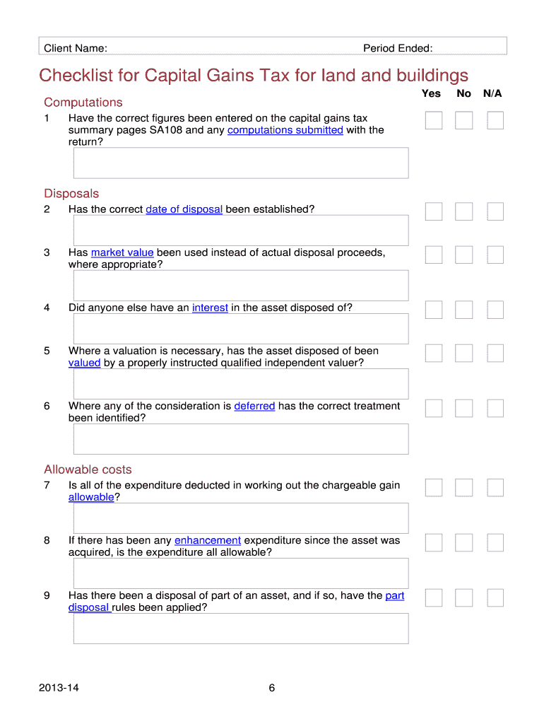 Fillable Online Capital Gains Tax for Land and Buildings Toolkit ...