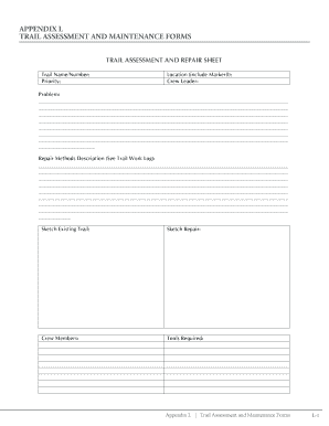 Fillable Online APPENDIX L TRAIL ASSESSMENT AND MAINTENANCE FORMS Fax ...