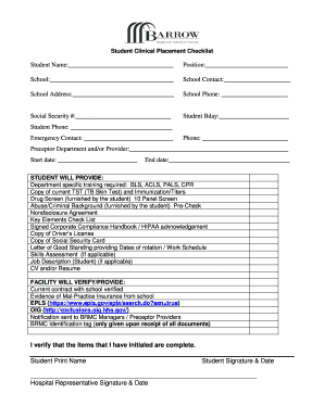 Fillable Online medicalpartnership usg BRMC Student Checklist - Medical ...