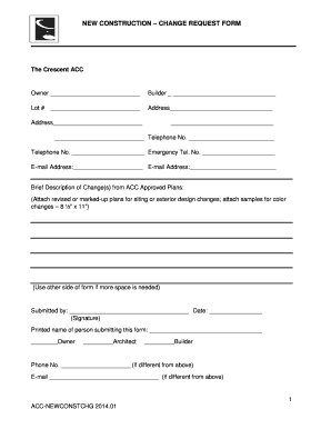 Fillable Online thecrescent NEW CONSTRUCTION CHANGE REQUEST FORM Fax ...