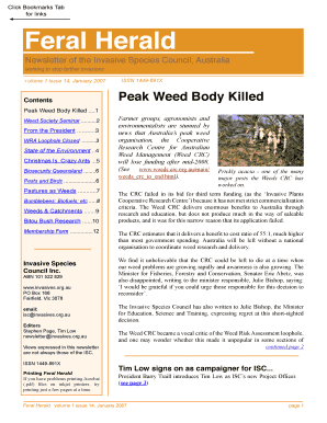 Fillable Online invasives org Click Bookmarks Tab Feral Herald ...