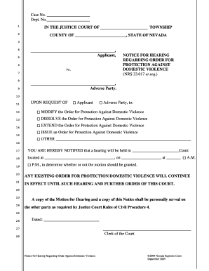 Fillable Online Domestic Violence Protection Order Forms - Nevada Judiciary Fax Email Print ...