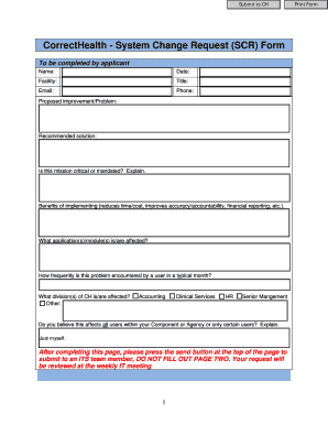 Fillable Online correcthealth SYSTEM CHANGE REQUEST SCR FORM - Correct ...