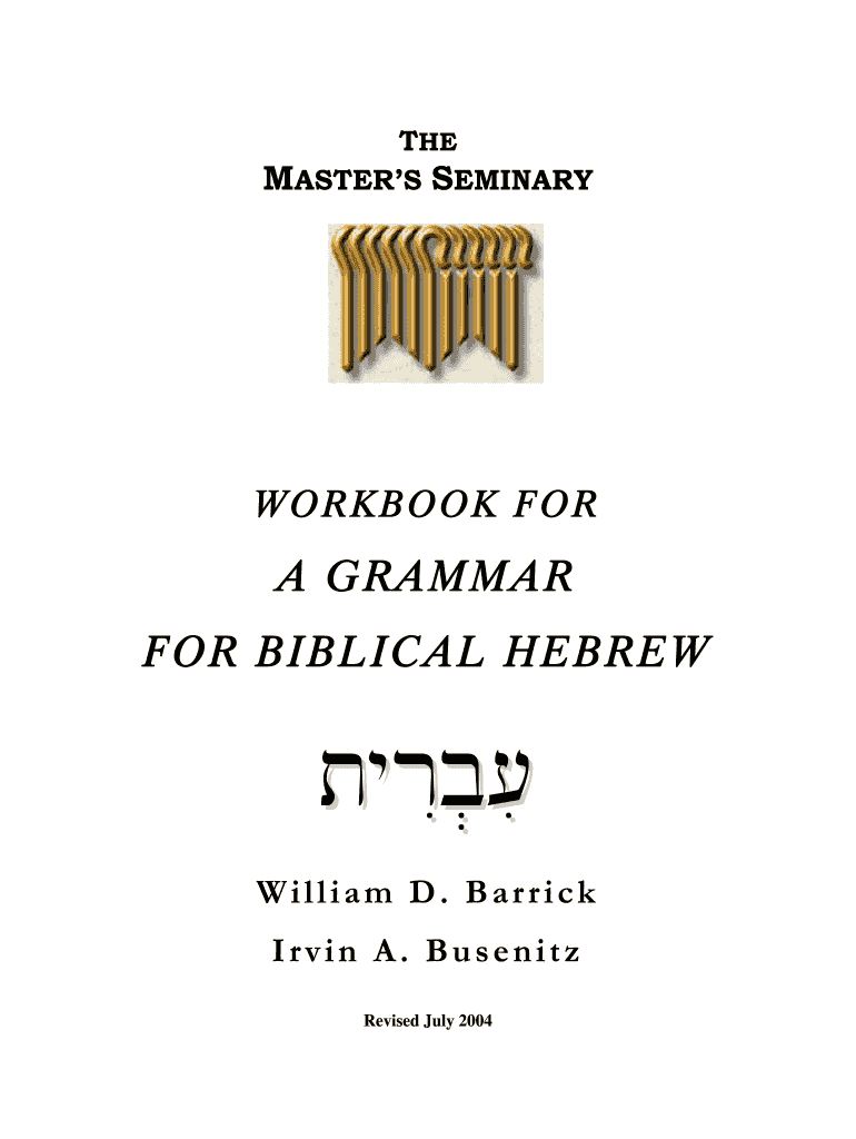 A Workbook For A Grammar For Biblical Hebrew Barrick Pdf Fill Out Sign Online DocHub