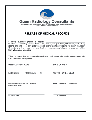 Fillable Online Guam Radiology Consultants 633 Governor Carlos Camacho ...