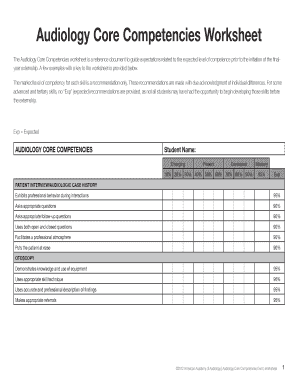 Fillable Online Audiology Core Competencies Worksheet - Amazon Web ...