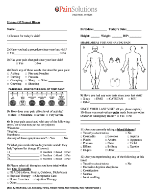 Fillable Online History of Present Illness Form for Existing Patients ...