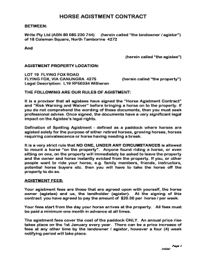 Fillable Online Agistment Form Fax Email Print - pdfFiller