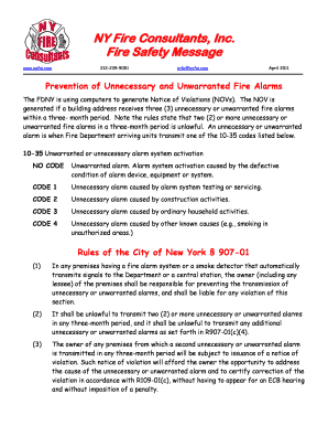 Fillable Online NY Fire Consultants, Inc. Fire Safety Message - The New ...