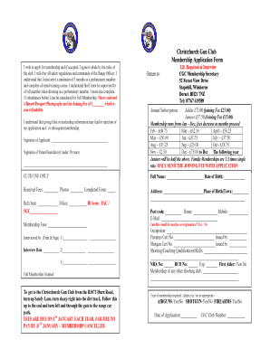 Fillable Online christchurchgunclub Christchurch Gun Club Membership ...