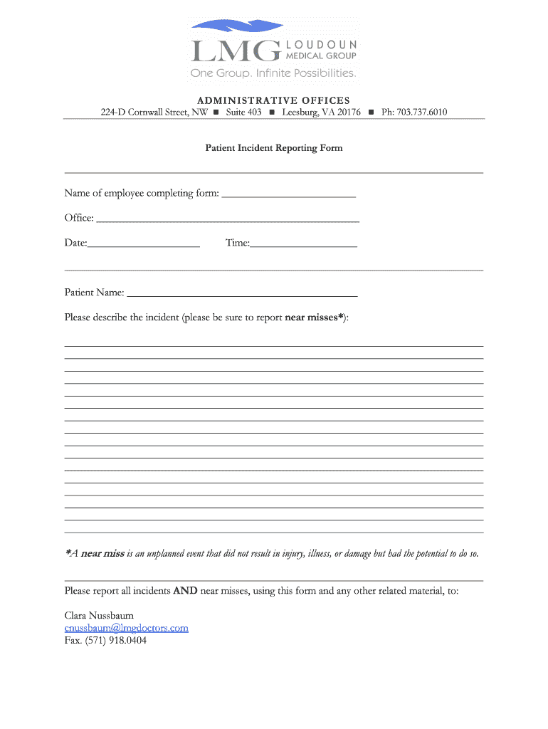 Fillable Online Patient Incident Report Form Fax Email Print - pdfFiller