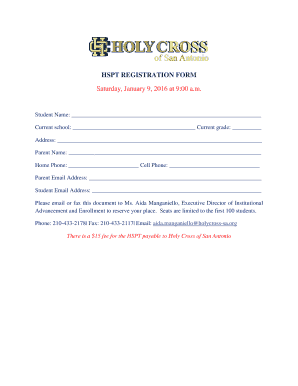 Fillable Online holycross-sa HSPT REGISTRATION FORM - Holy Cross of San ...