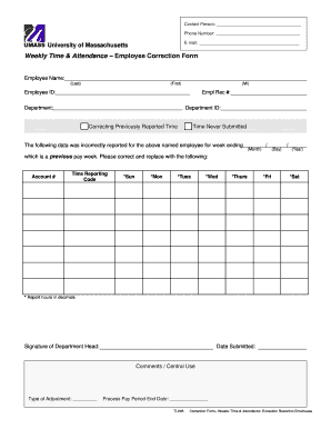 Fillable Online umassp BWeeklyb Time amp Attendance Employee Correction ...