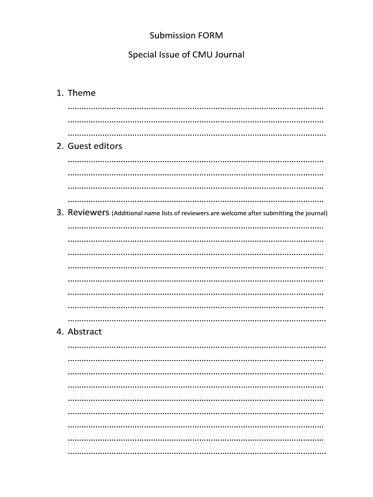 Fillable Online cmuj cmu ac Submission FORM Special Issue of CMU ...